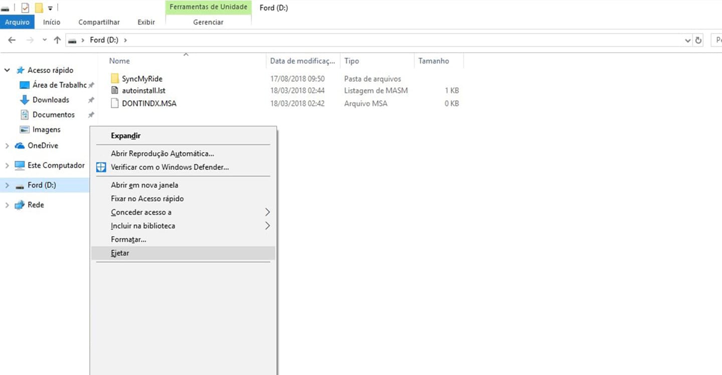 SYNC® - Realize a atualização do Sofwtare do seu SYNC®